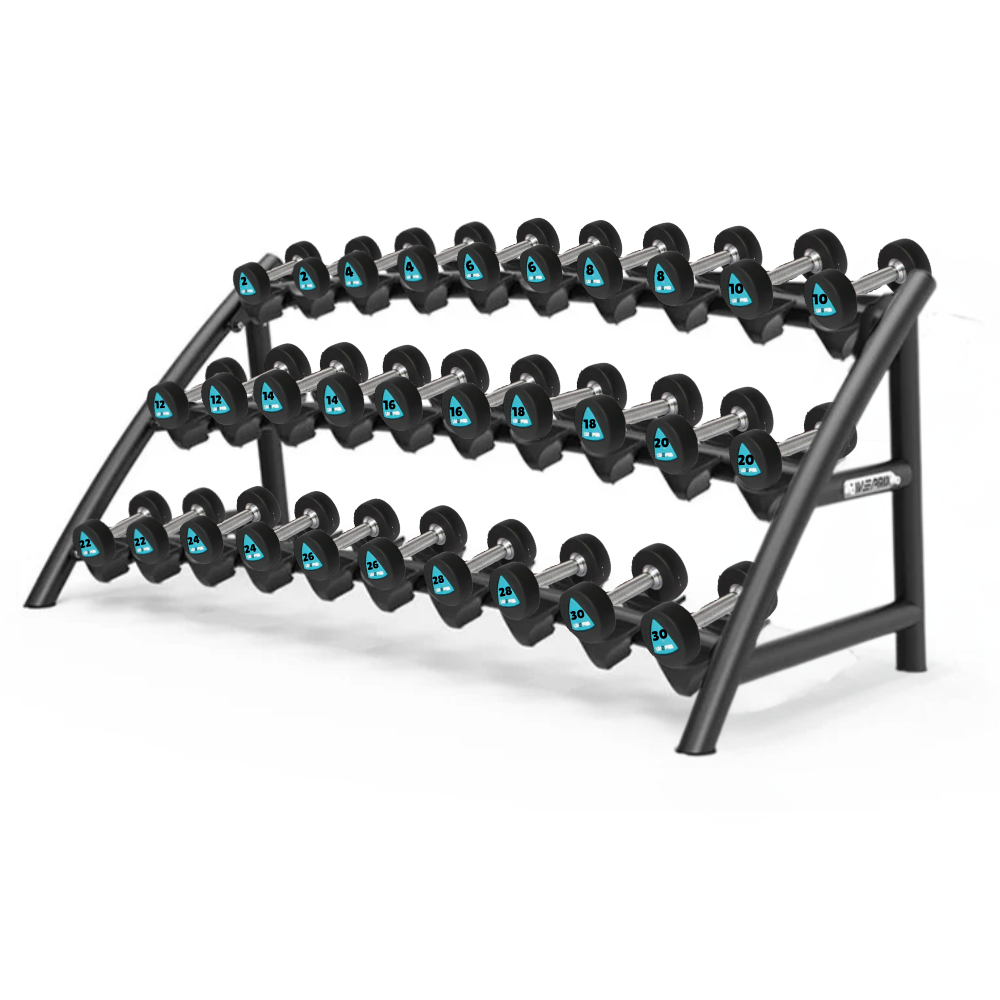 Urethane Round Dumbbells Set 2-30kg with Rack | Premium Gym Equipment ...